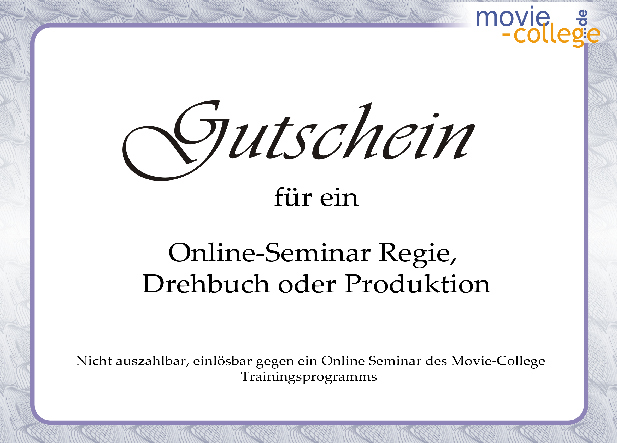 Geschenk-Gutscheine: Gutschein Movie-College Seminar